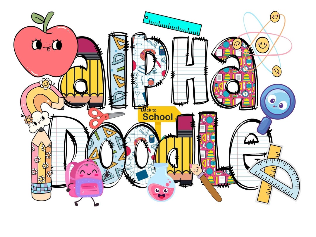 Back to School Printable, Back to School PNG Alphabet Bundle, 8 Sets ...