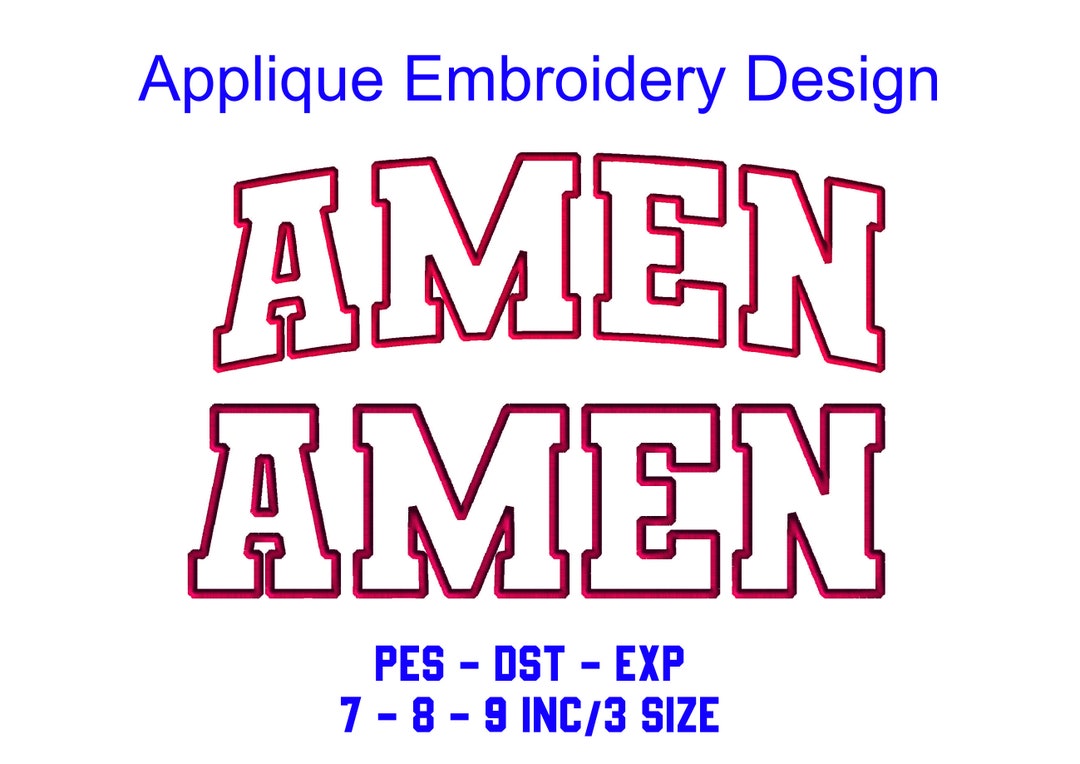 Amen Shirt Design, Amen Applique Design , Arched Embroidery Design ...
