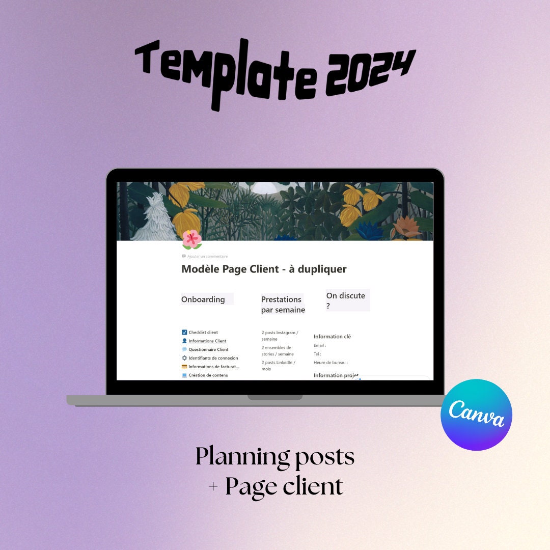 Client Page Post Schedule Template Concept 2024 - Etsy