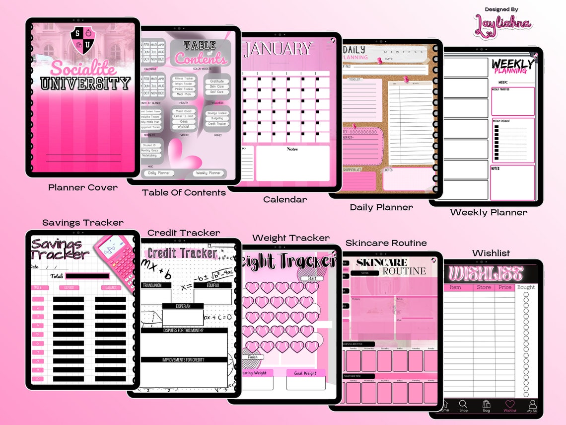 Digital Planner, Content Creator, Influencer, Socialite, Social, Canva,12 Month Dateless Digital ...