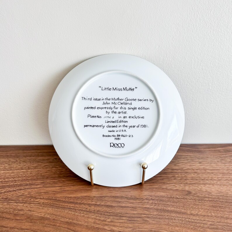 Little Miss Muffet Plate | 1981 Reco Mother Goose Series | John ...