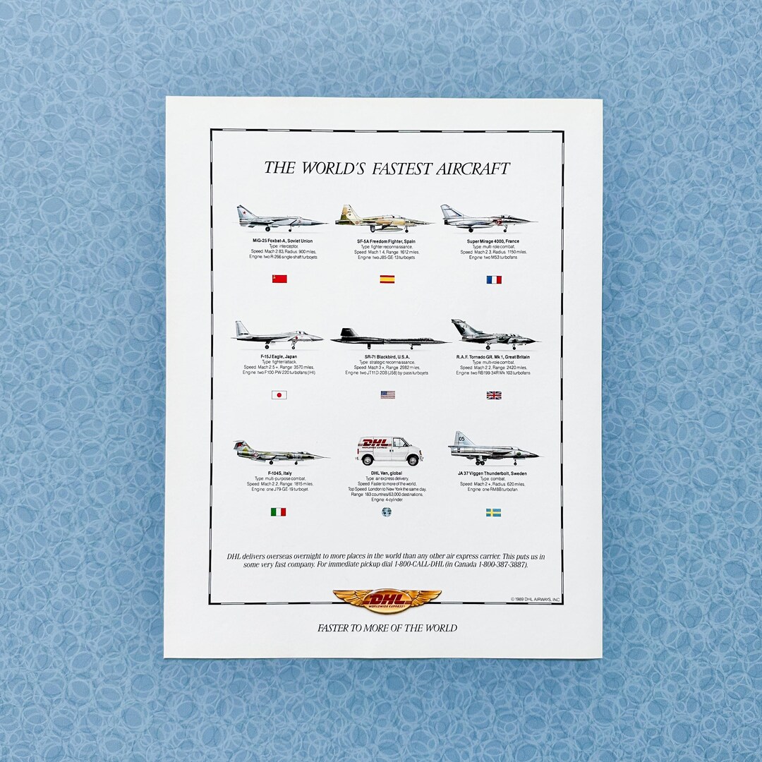 1989 DHL Ad “world’s Fastest Aircraft” | Vintage Aviation Print ...