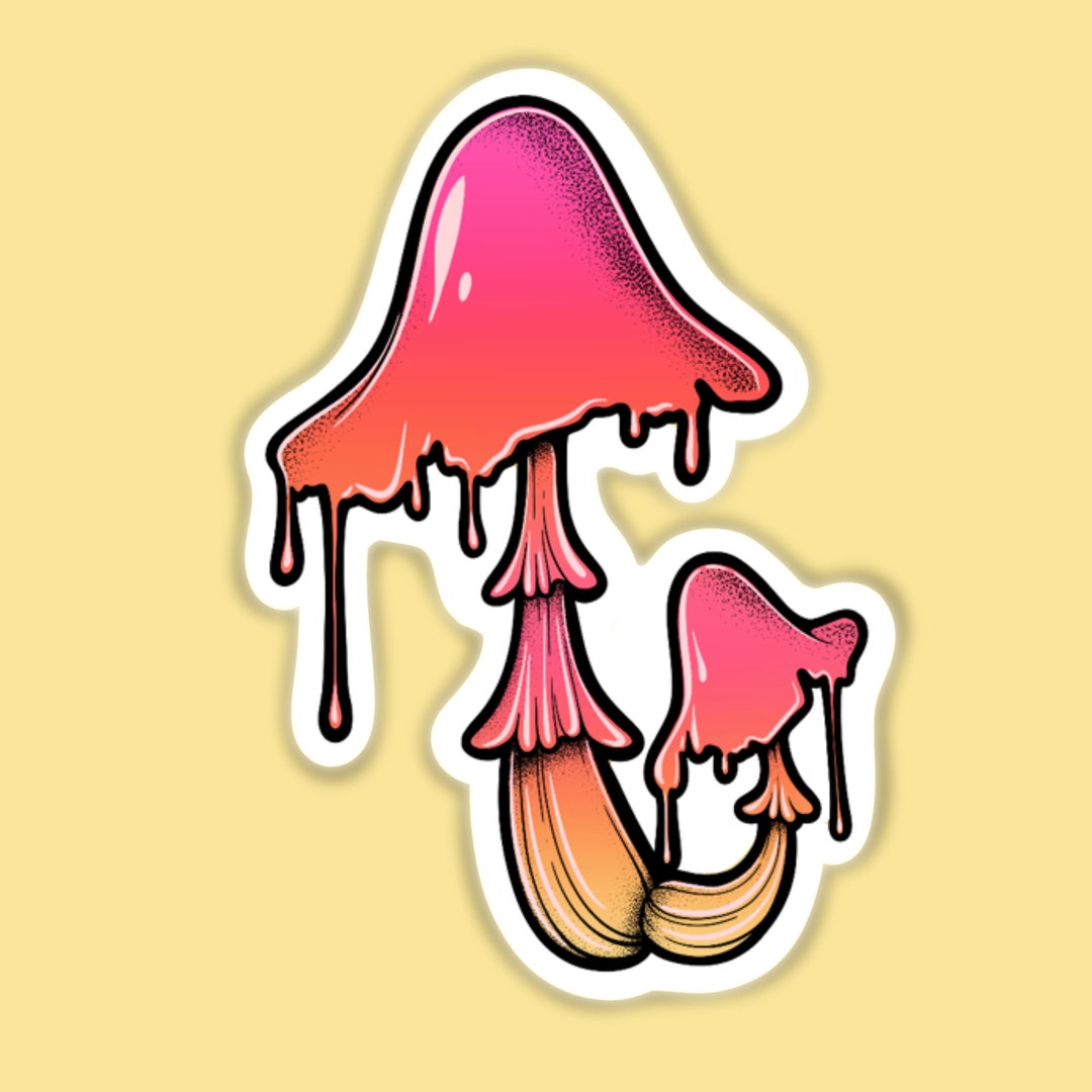 Drippy Mushroom Vinyl Sticker - Etsy