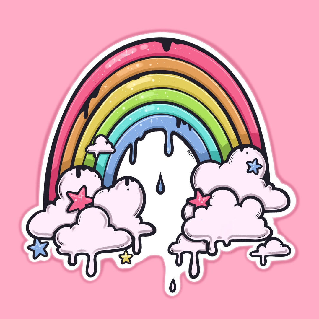 Drippy Rainbow Original Artwork Vinyl Sticker - Etsy