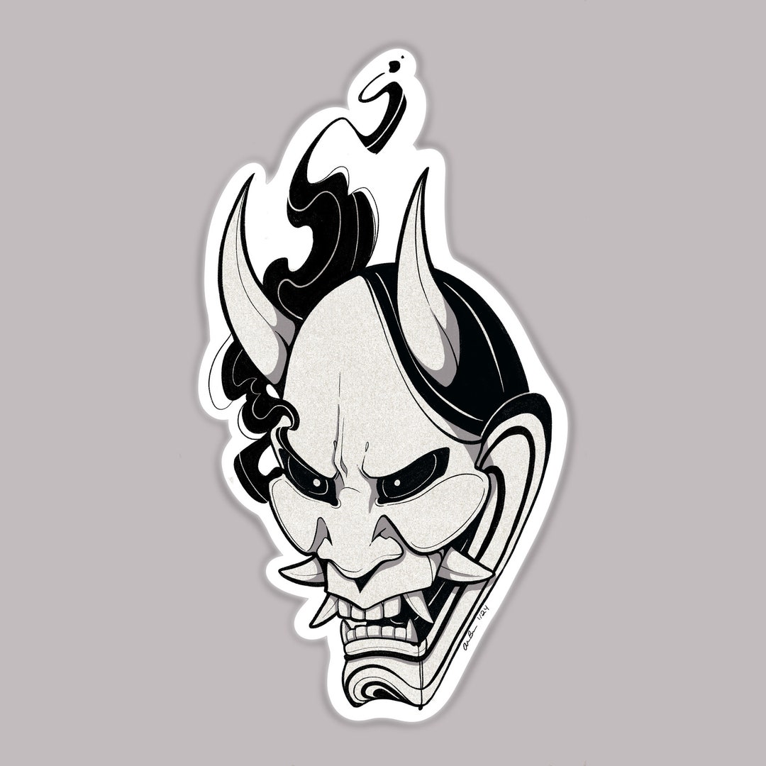 Hannya Mask Original Artwork Vinyl Sticker - Etsy