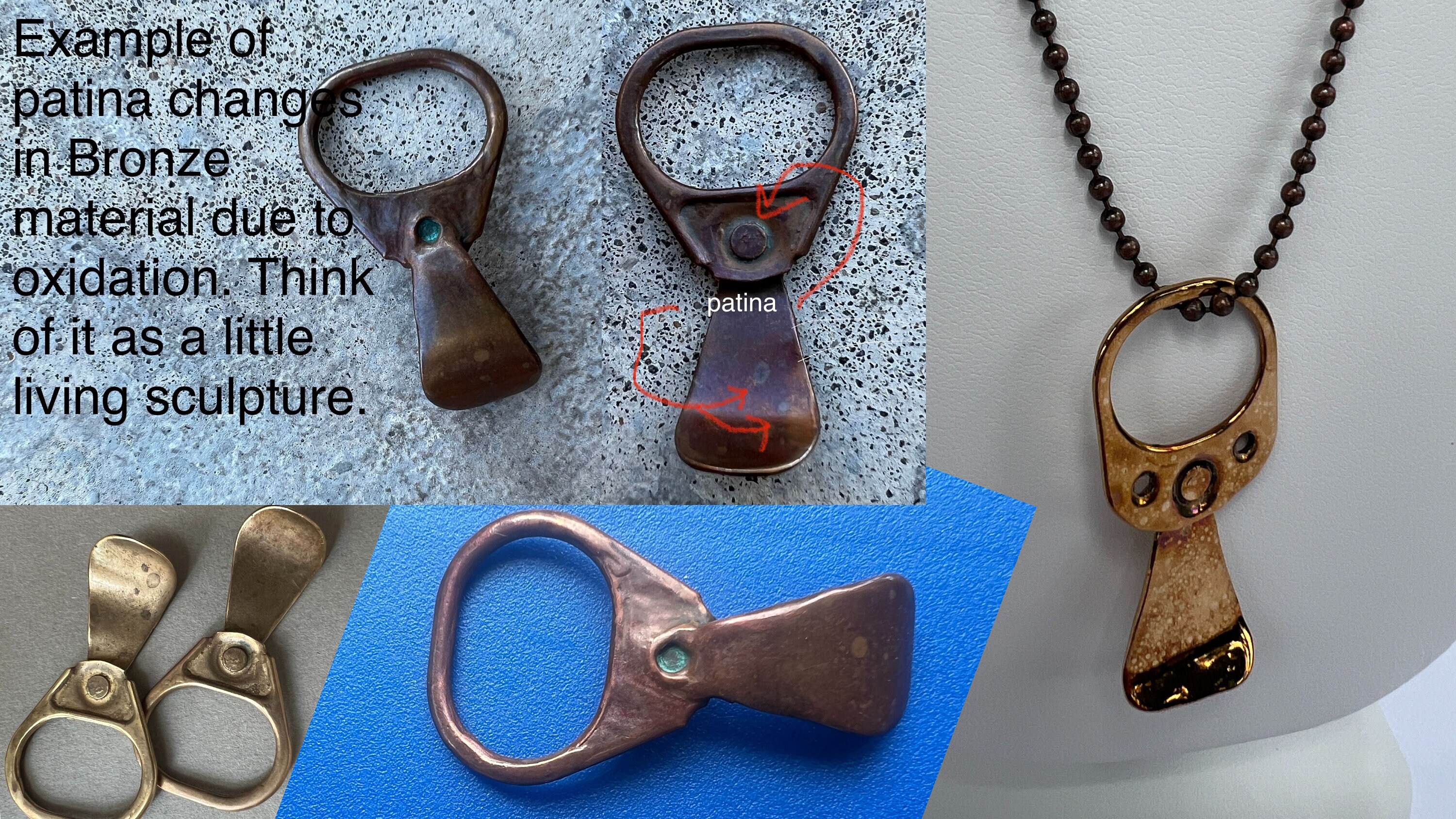 Solid Gold Silver Bronze Cast Beer Tab Pendant Necklace Ring Vintage ...