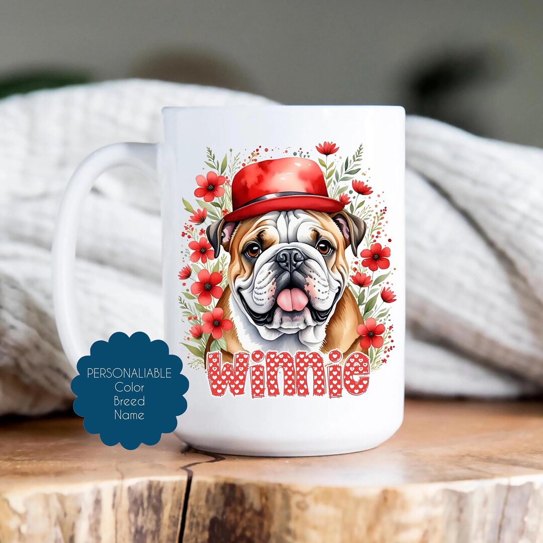 Personalized Bulldog Mug With Name Pet Gift for Dog Mom Gift Coffee Mug ...