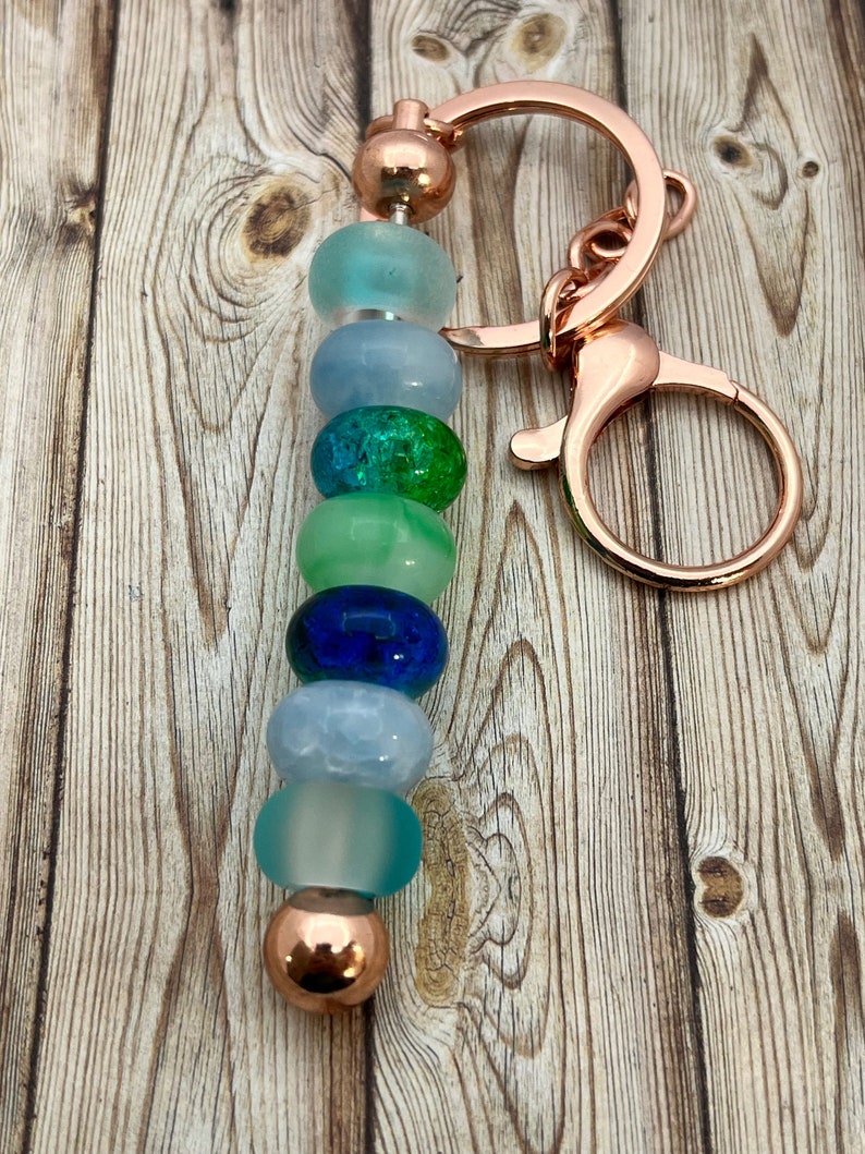 Beaded Spinner Keychain Fidgeting Stress or Anxiety Relief Rose Gold ...