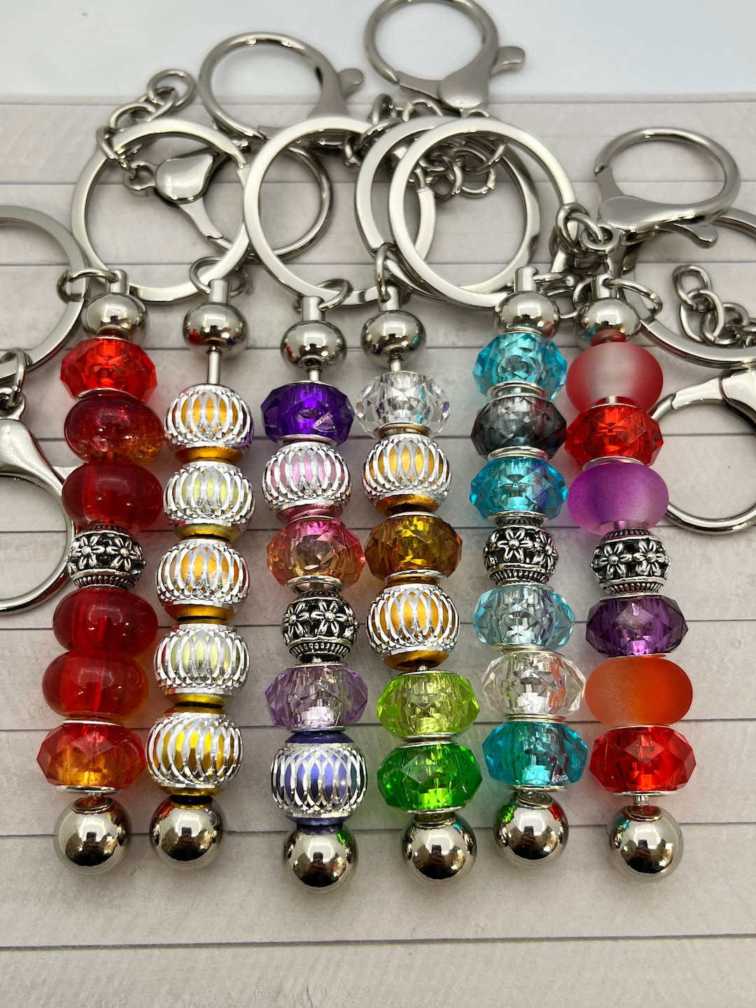 Beaded Spinner Keychain - Fidgeting Stress or Anxiety Relief - Silver ...
