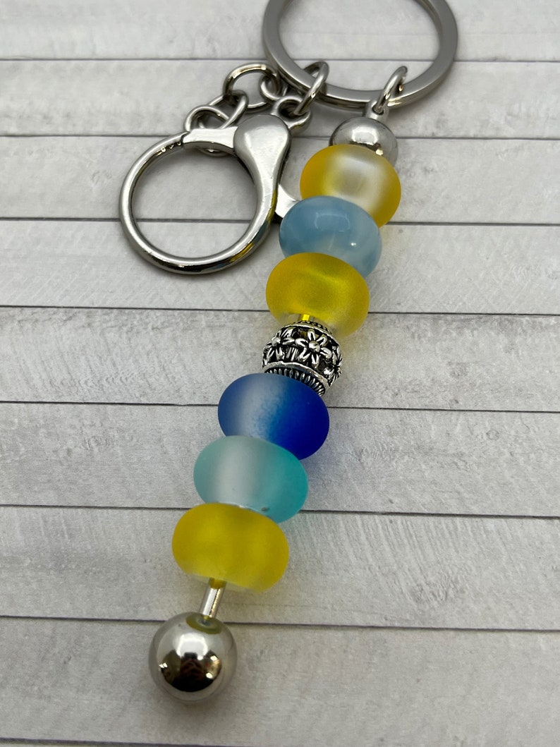 Beaded Spinner Keychain Fidgeting Stress or Anxiety Relief Silver Large ...