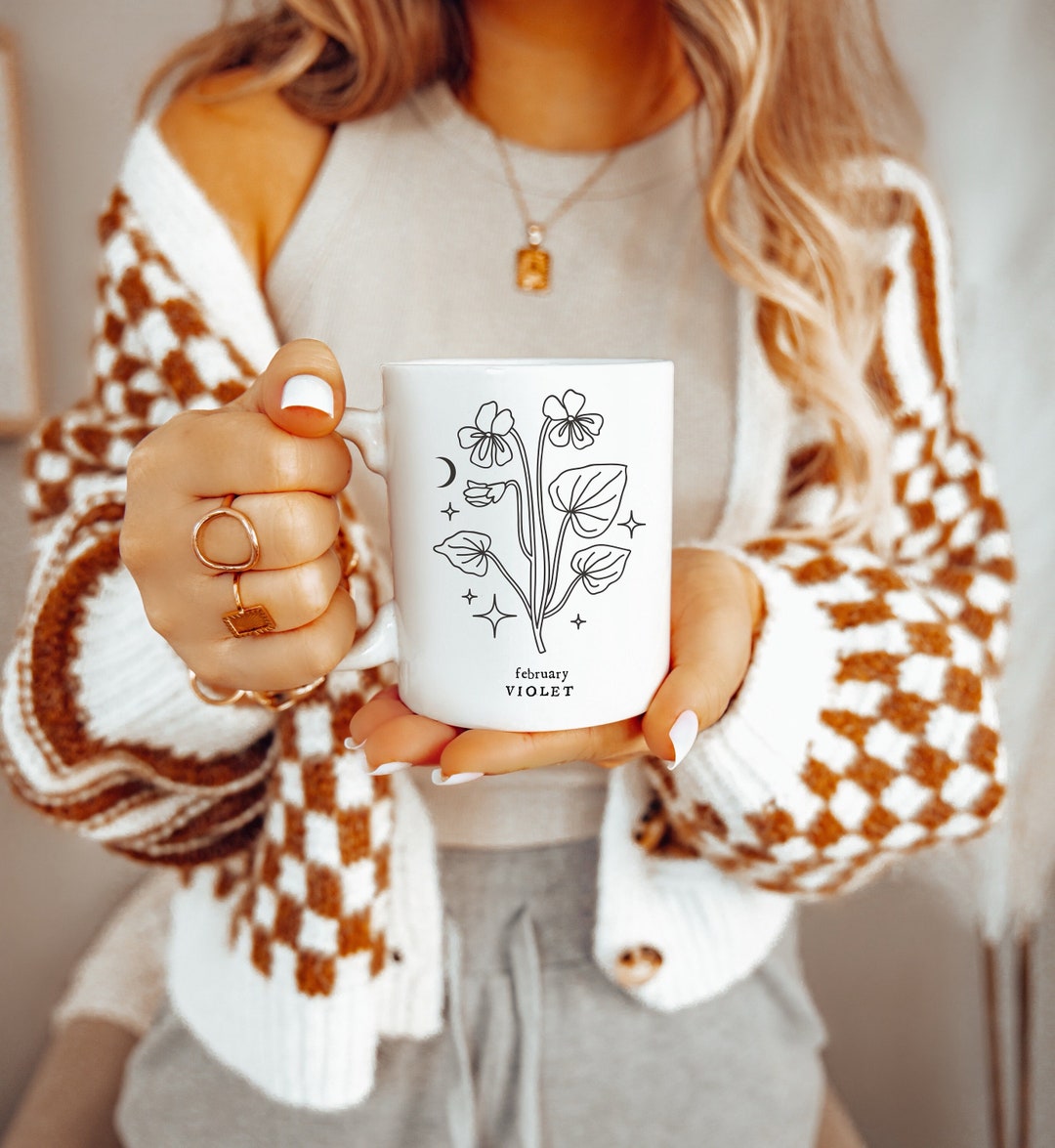 February Birth Flower Mug, Personalized Custom Birth Flower Gift, Gift ...