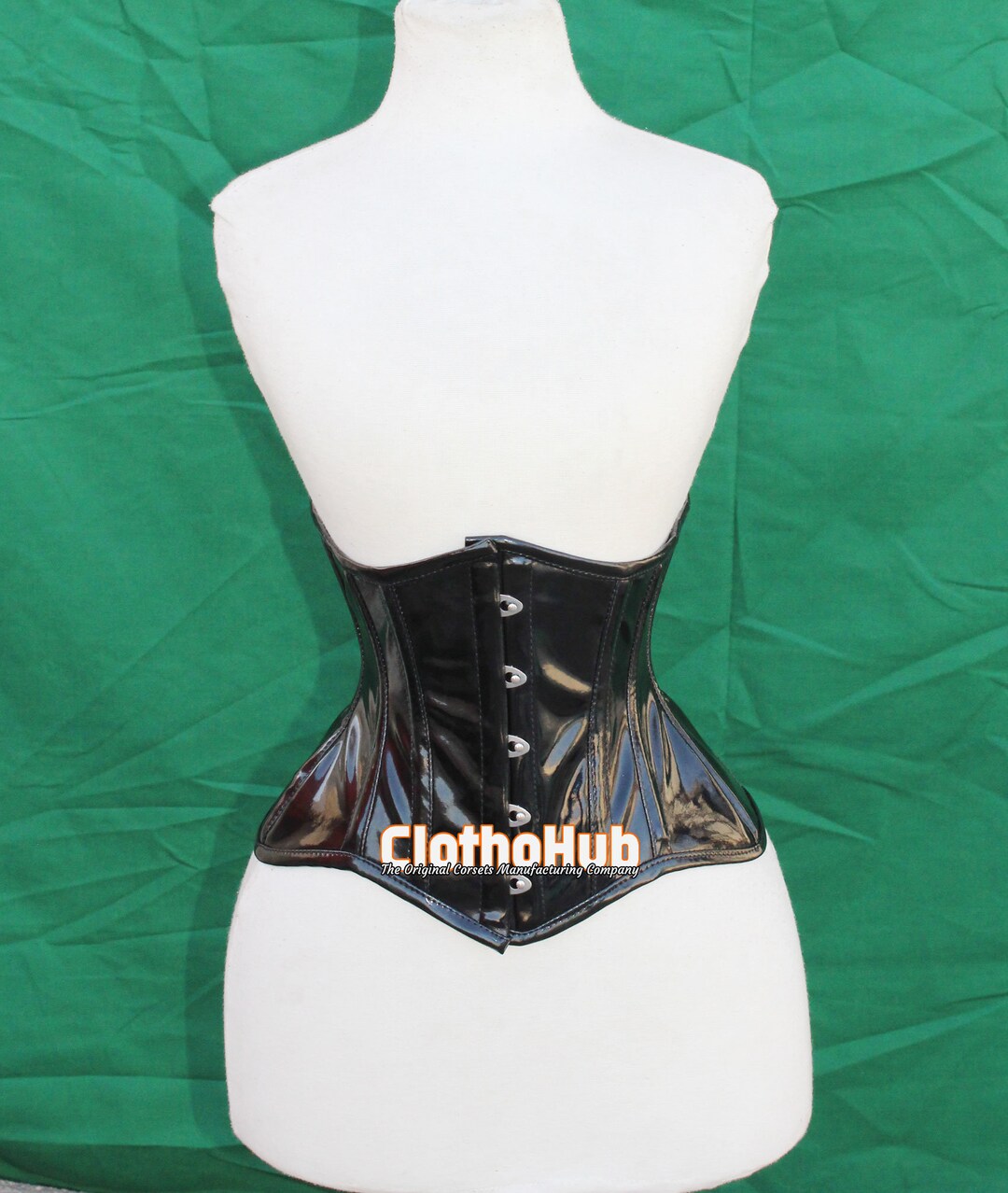 PVC Corset Vinyl Underbust Waspie Steel Boned Handmade Clubwear Fashion ...