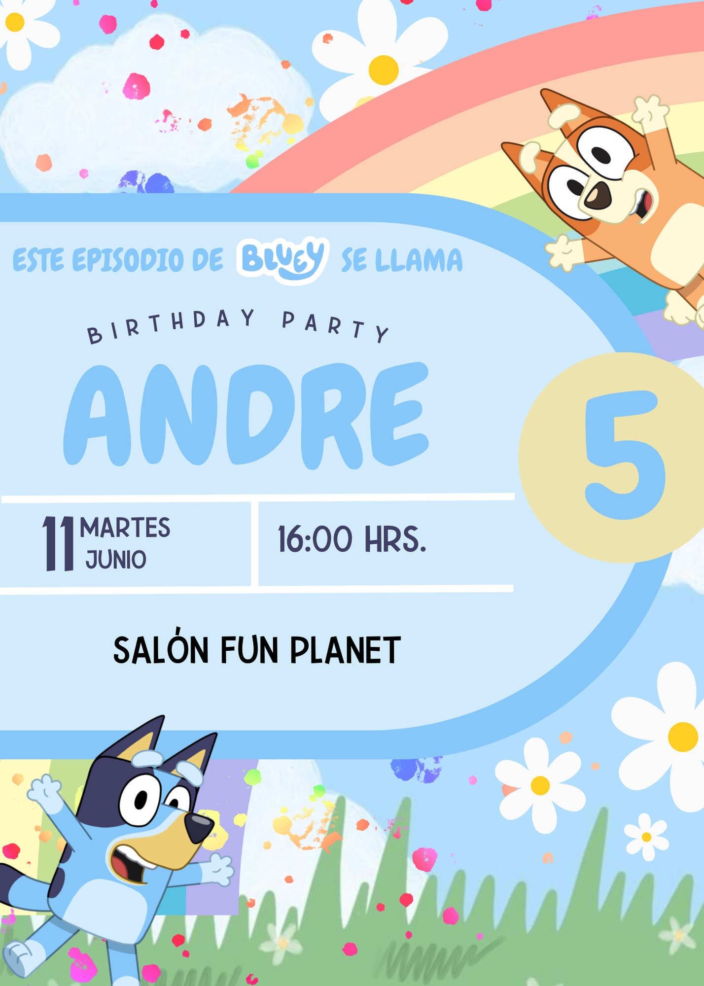 Bluey Birthday Invitation, Editable Bluey Boy Invitation Template - Etsy