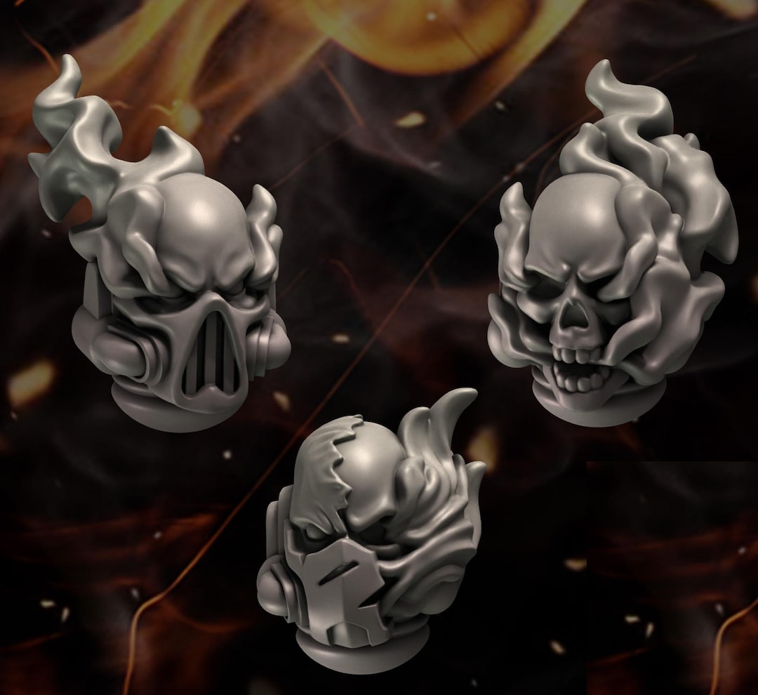 3d Printed Cursed Company Helmets X 12 Prime Scale Flaming Skull Helmet ...