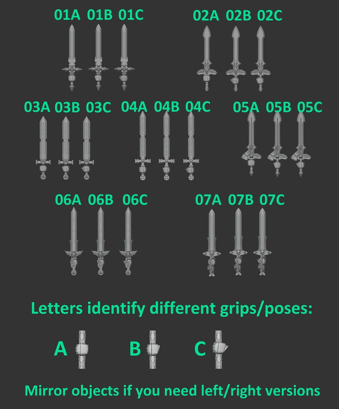 3d Printed Swords X5 Eternal Pilgrims Weapon Upgrade Bits Crusader ...