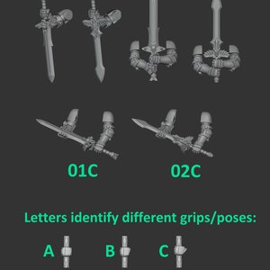 3d Printed Two Handed Swords X5 Eternal Pilgrims 2H Weapon Upgrade Bits ...