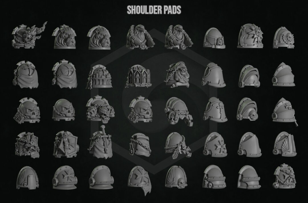 3d Printed Shoulder Pads X10 Eternal Pilgrims Prime Crusader Templar ...
