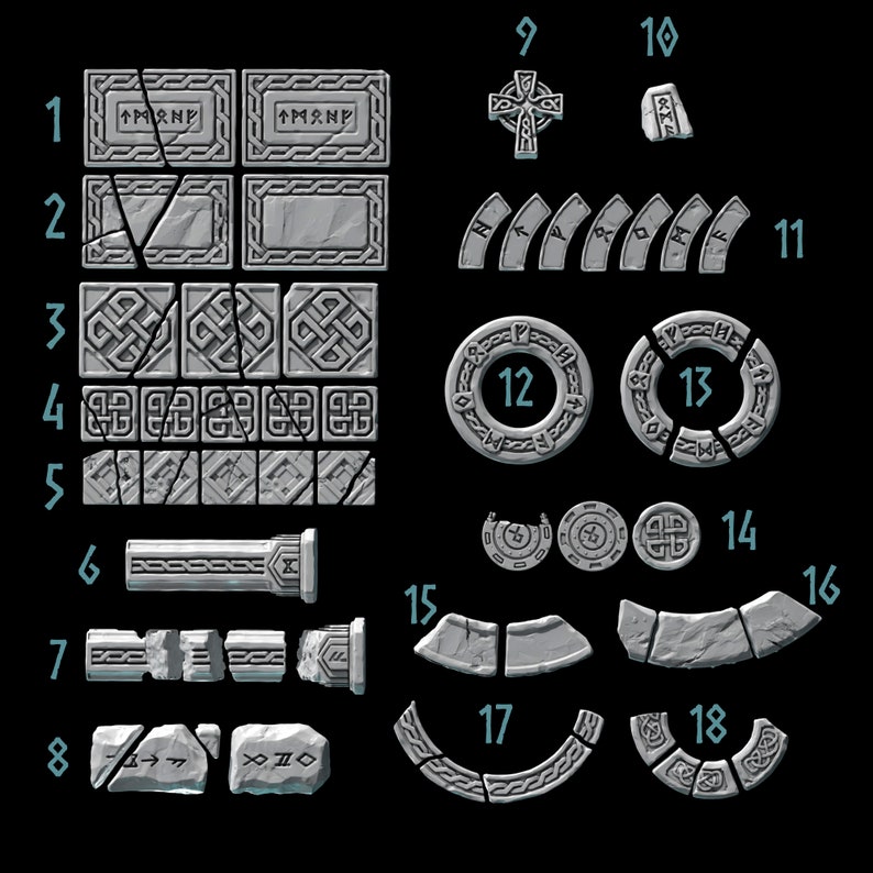 3d Printed Basing Bits Primal Hounds Wolf Basing Bits Runic Glyphs ...