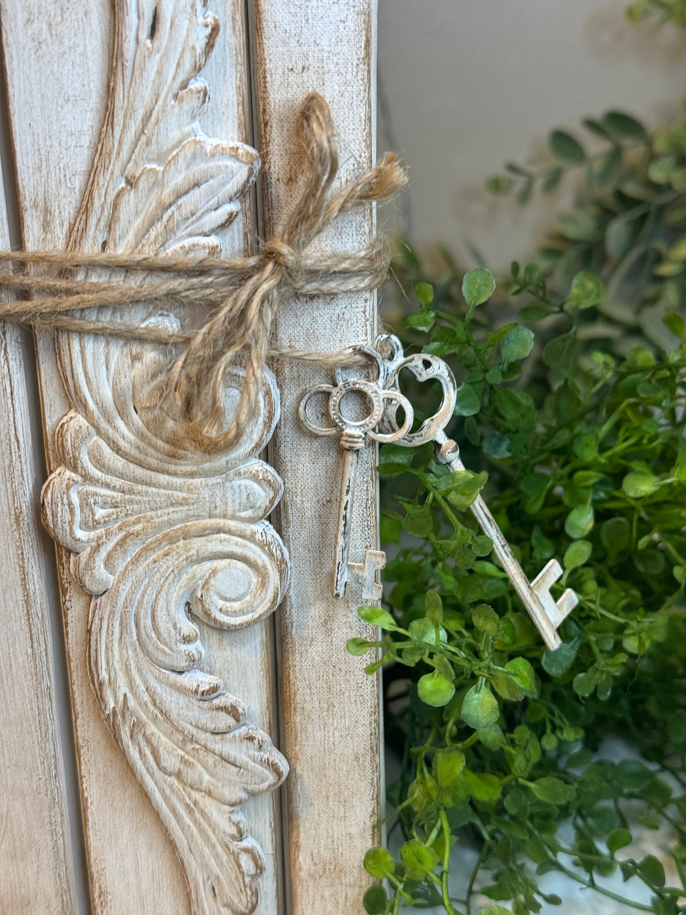 Vintage French Country Inspired Bound Book Stack With Key and Wood ...