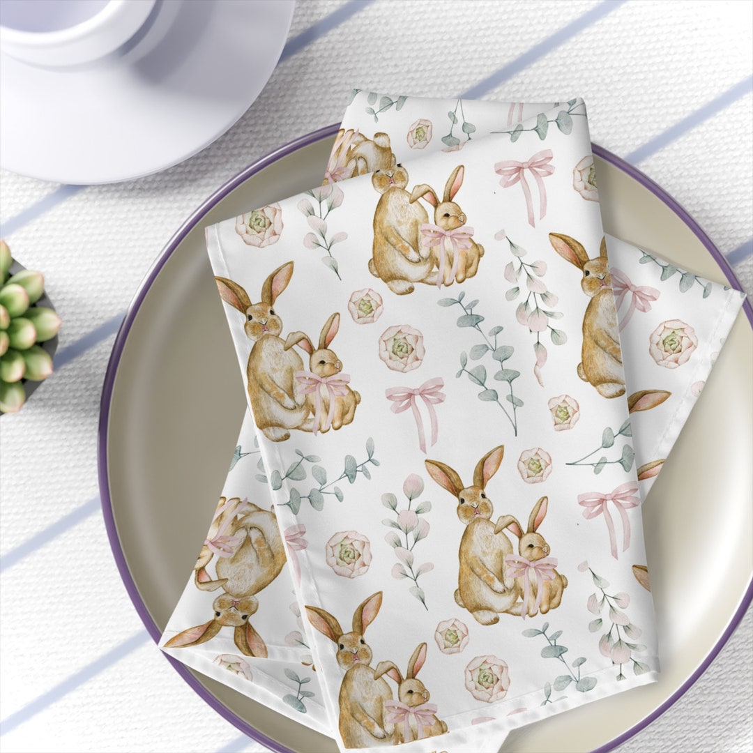 Easter Bunny Cloth Napkin Set, Easter Table Decor, Easter Table Napkins ...