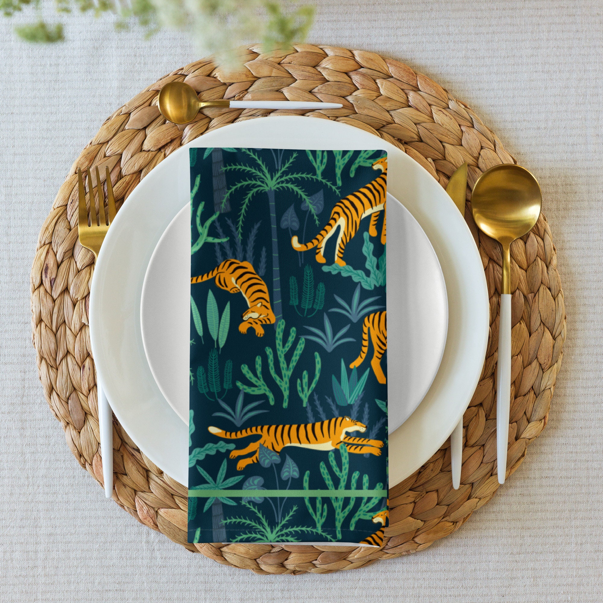 Boho Tigers Dinner Napkins set of 4 Boho Decoupage Tiger Cloth Napkins ...