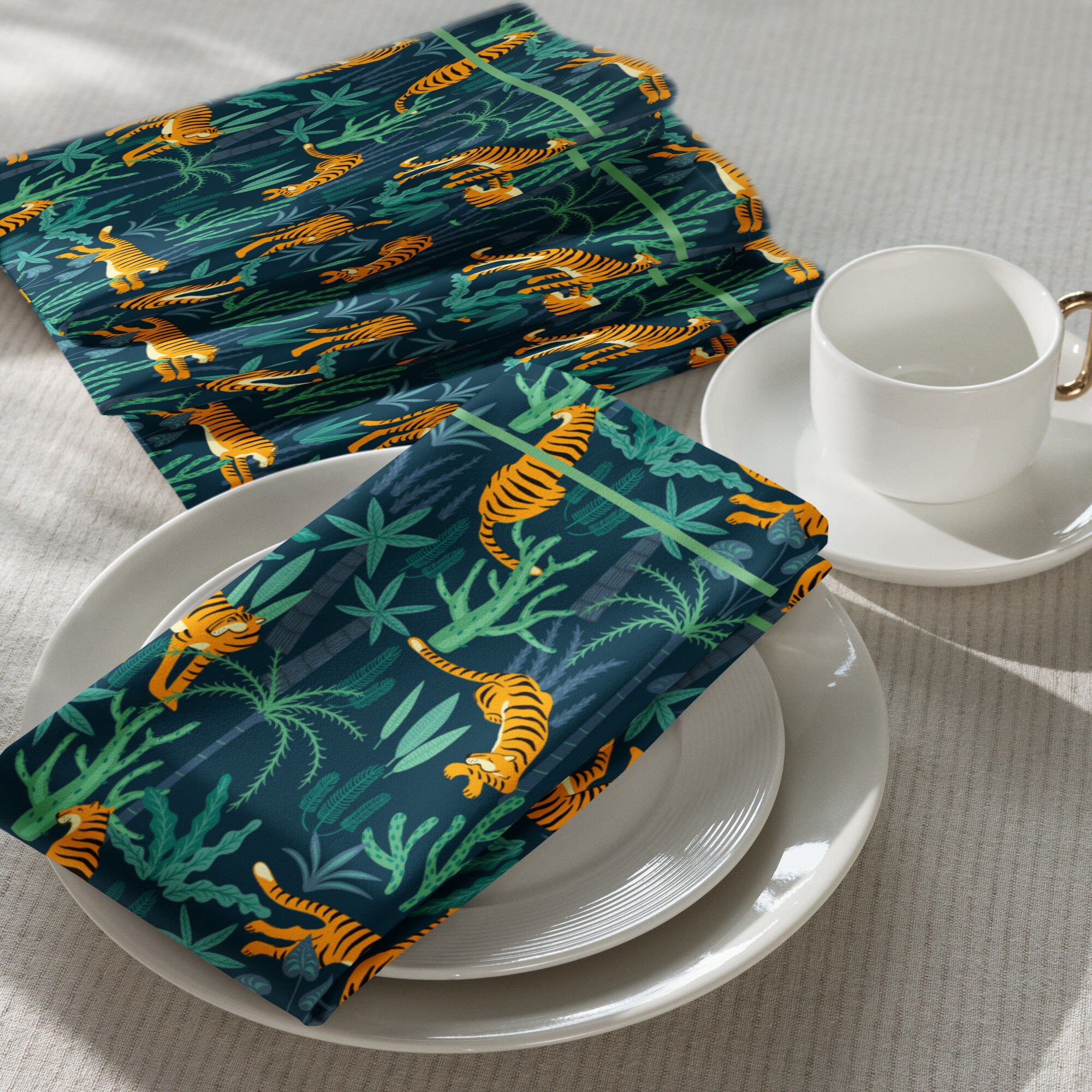 Boho Tigers Dinner Napkins set of 4 Boho Decoupage Tiger Cloth Napkins ...