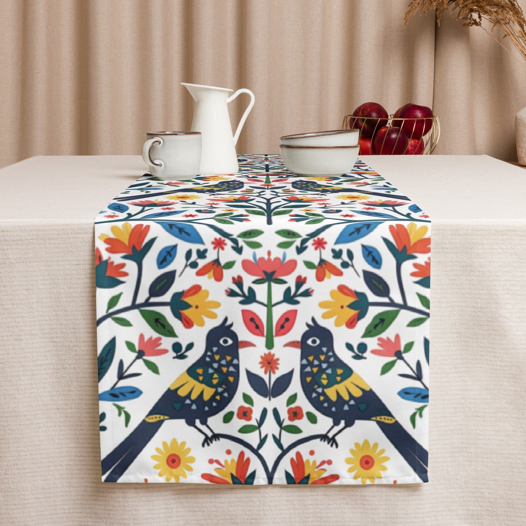 Scandinavian Spring Folk Art Table Runner, Spring Themed Scandinavian ...
