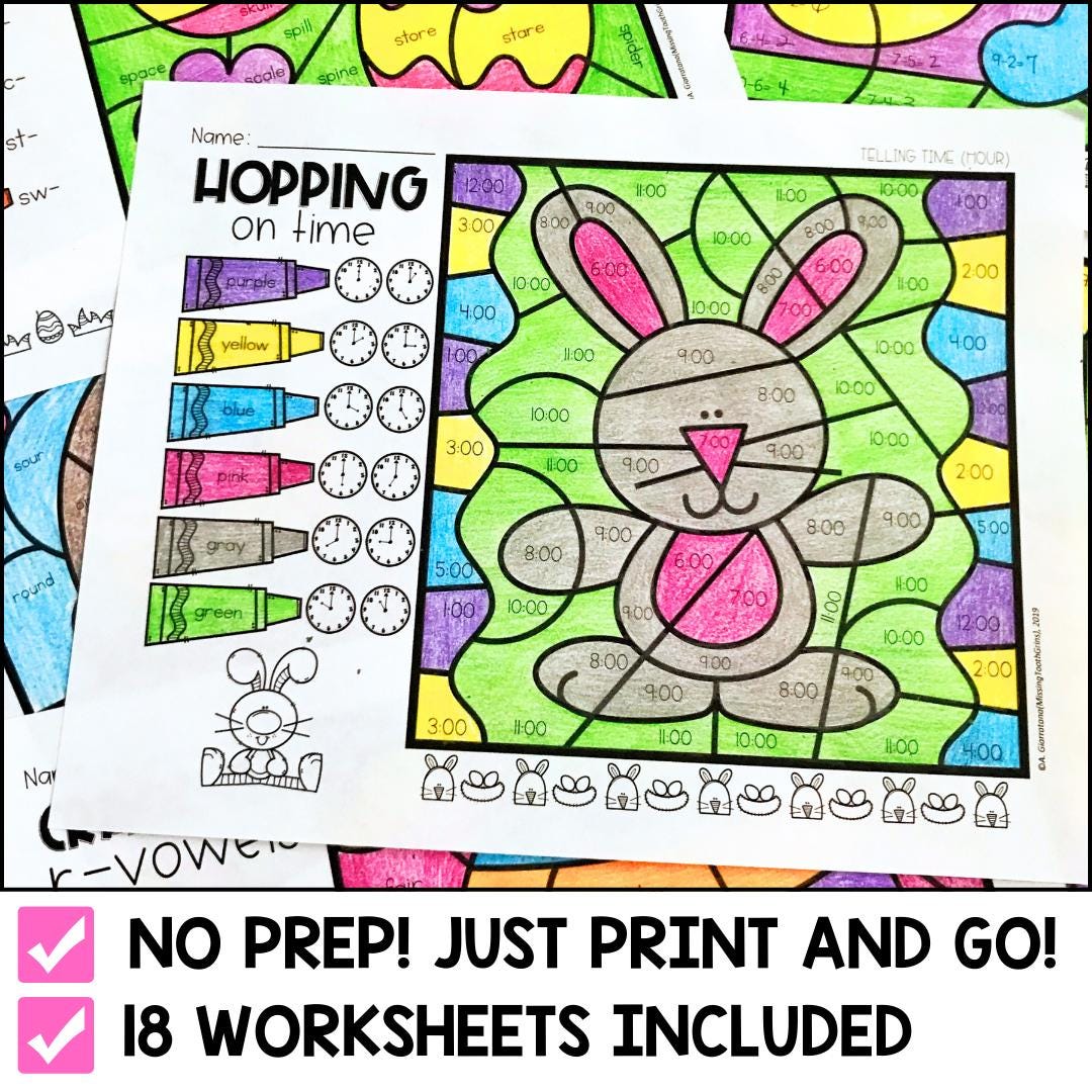 Easter Color by Code | Math & Phonics Fun for Kindergarten, 1st Grade ...