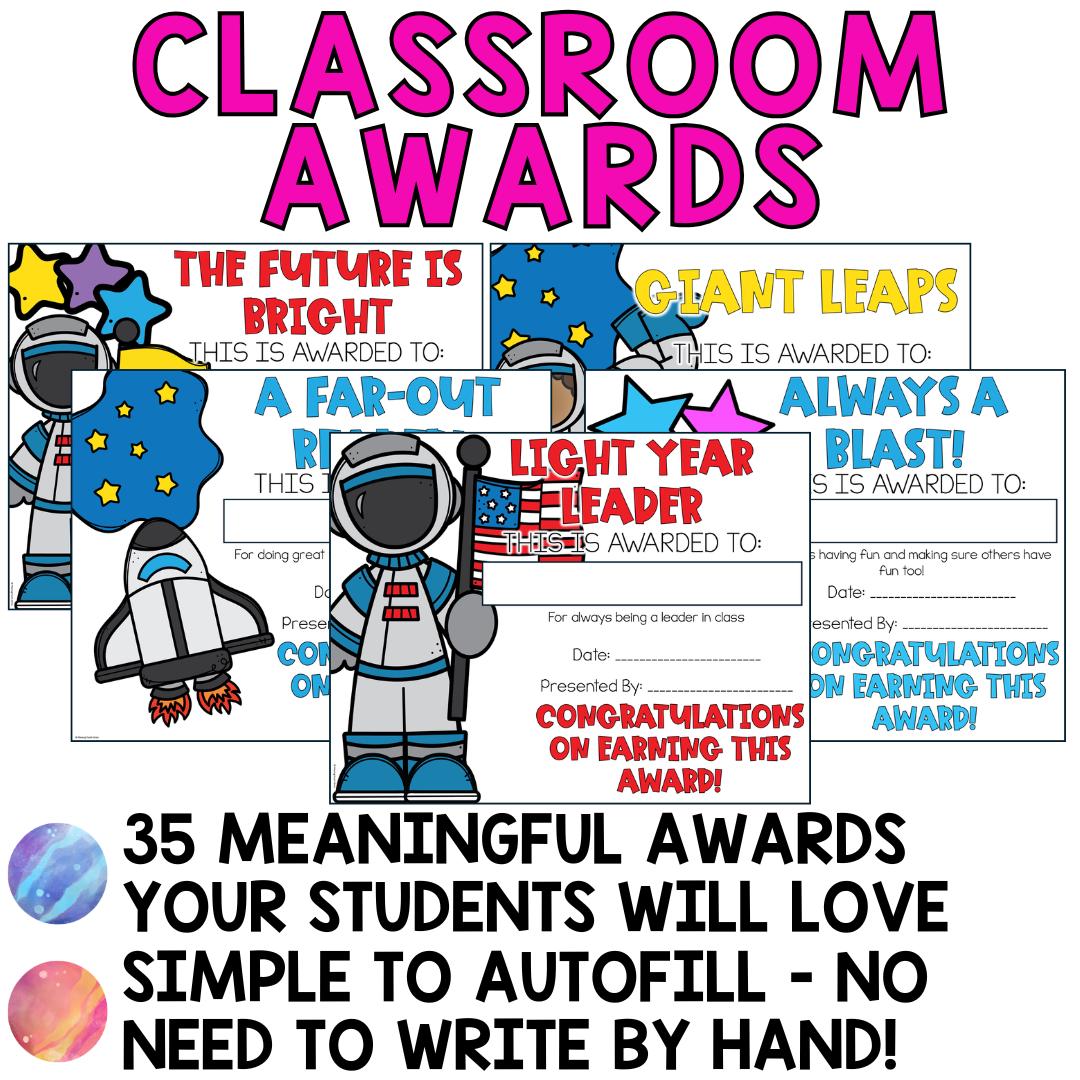 Space-themed Classroom Awards | End of Year Student Certificates ...