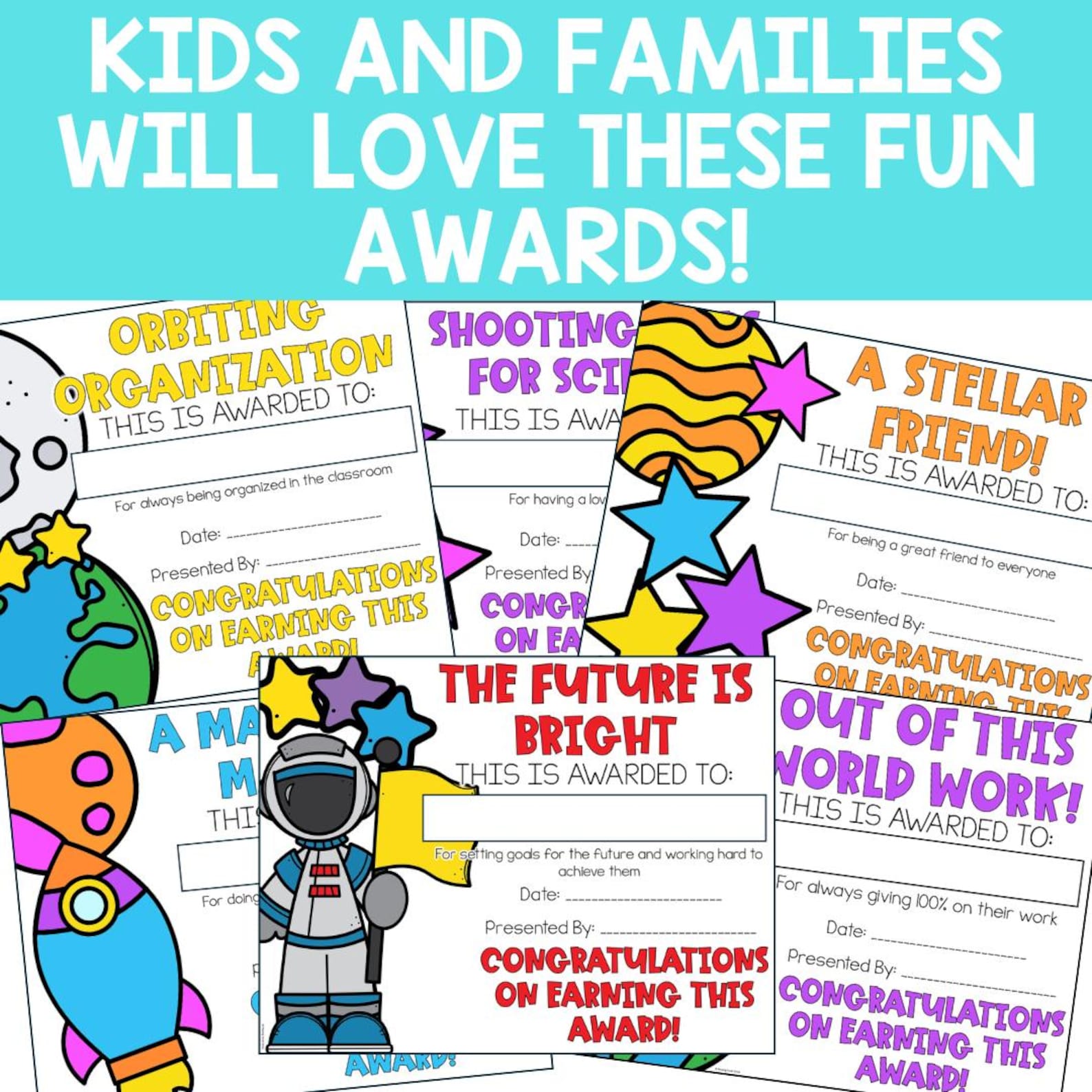 Space-themed Classroom Awards | End of Year Student Certificates ...
