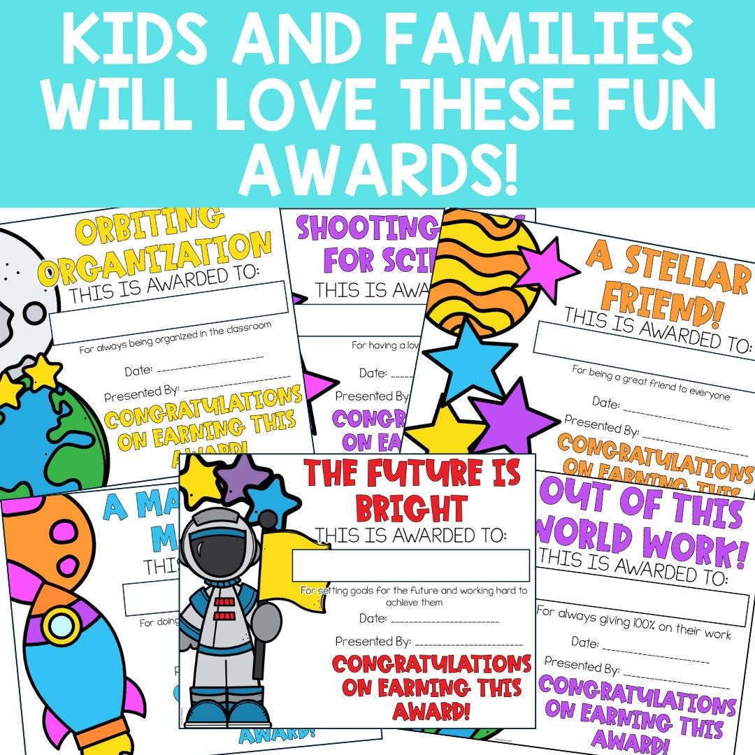Space-themed Classroom Awards | End of Year Student Certificates ...