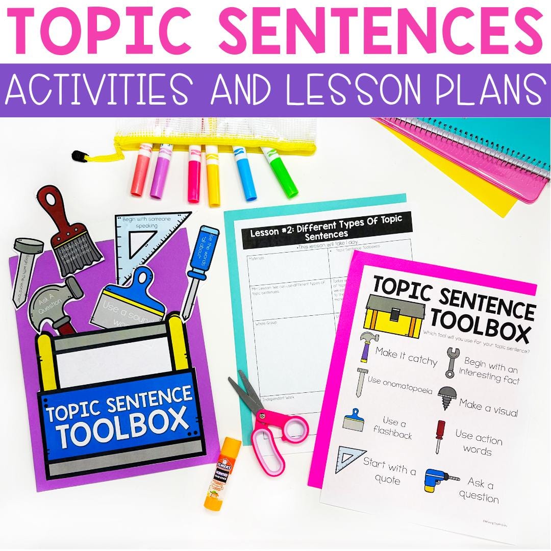 Topic Sentences Writing Activities, Lesson Plans, Worksheets - Etsy