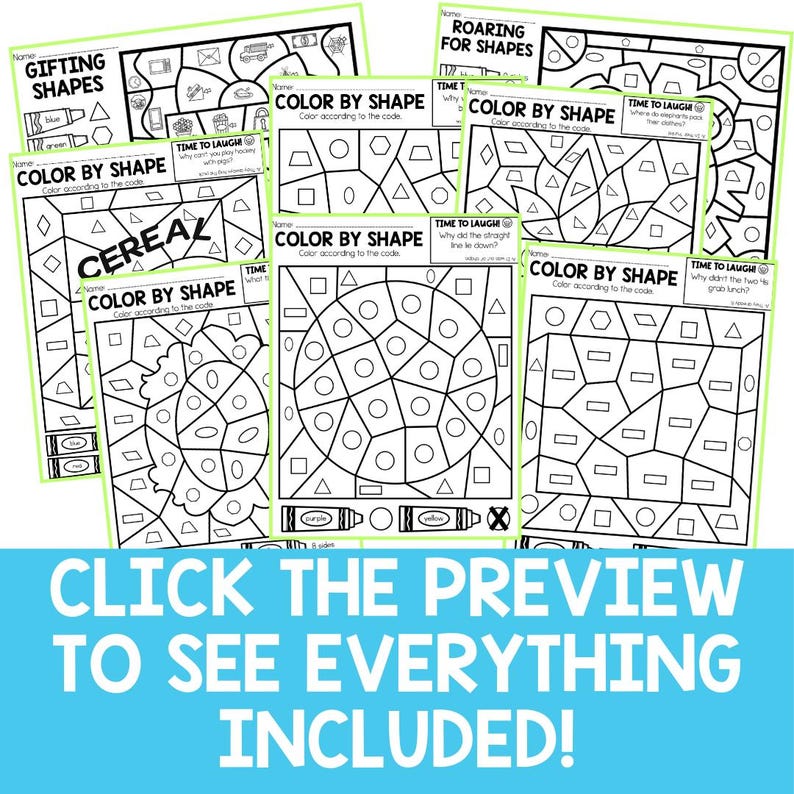 2D Shapes Color by Code Worksheets | Fun Geometry Practice for ...