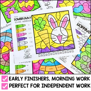 Easter Color by Code | Math & Phonics Fun for Kindergarten, 1st Grade ...