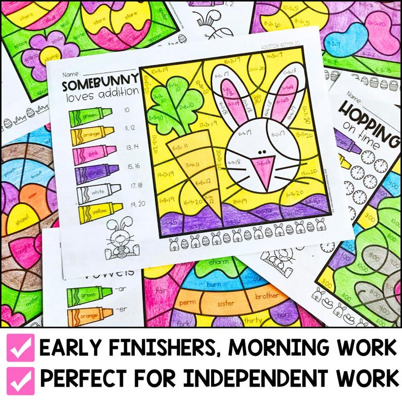 Easter Color by Code | Math & Phonics Fun for Kindergarten, 1st Grade ...