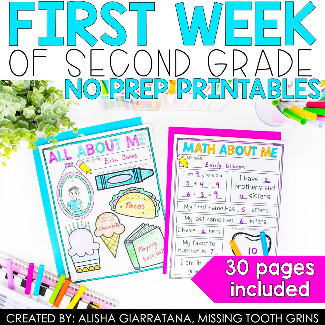 Back to School No Prep Printables for 2nd Grade – First Week of School ...