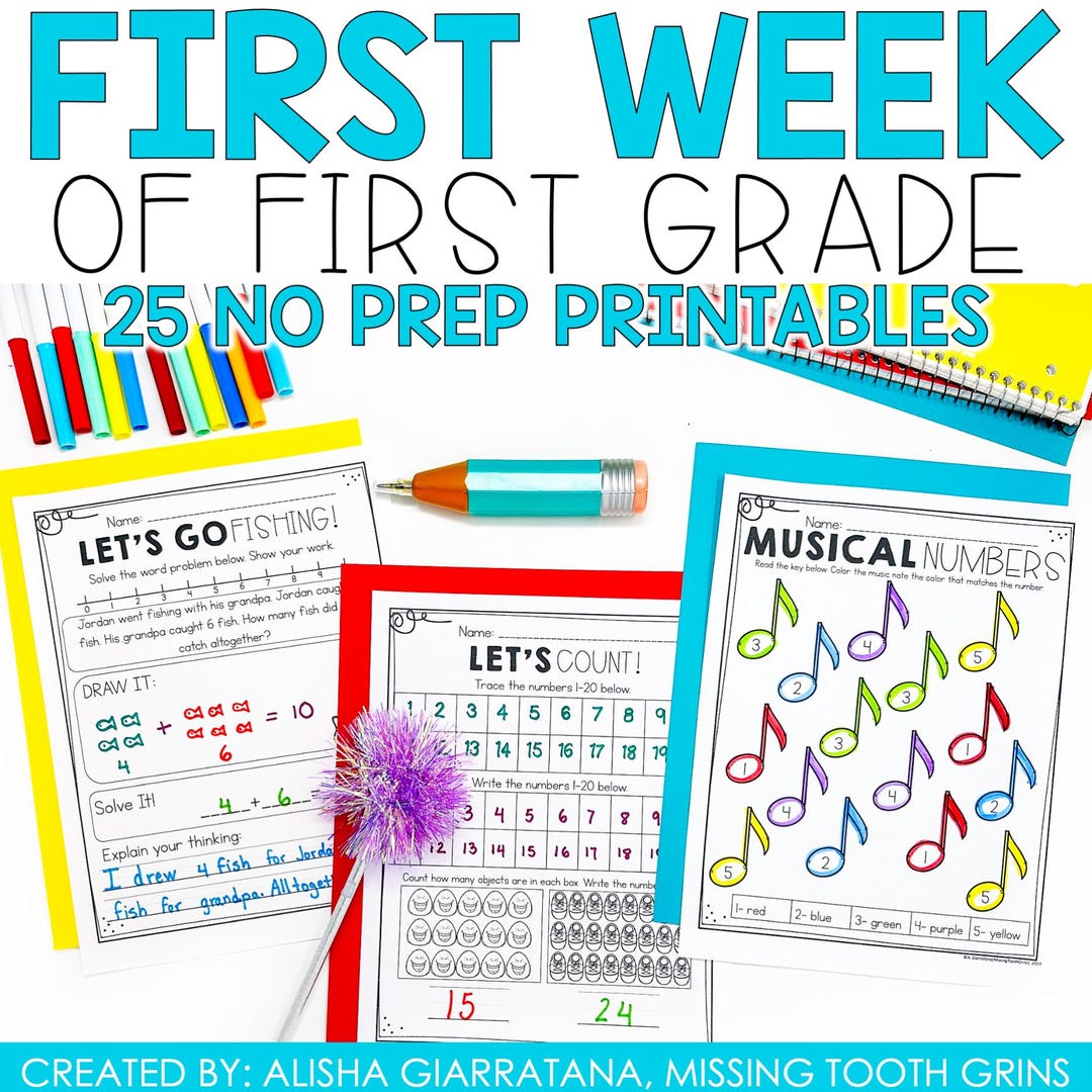 No Prep Back to School Printables for 1st Grade – Review Kindergarten ...