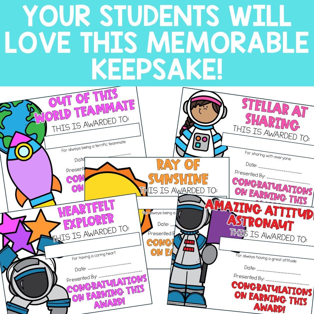 Space-themed Classroom Awards | End of Year Student Certificates ...