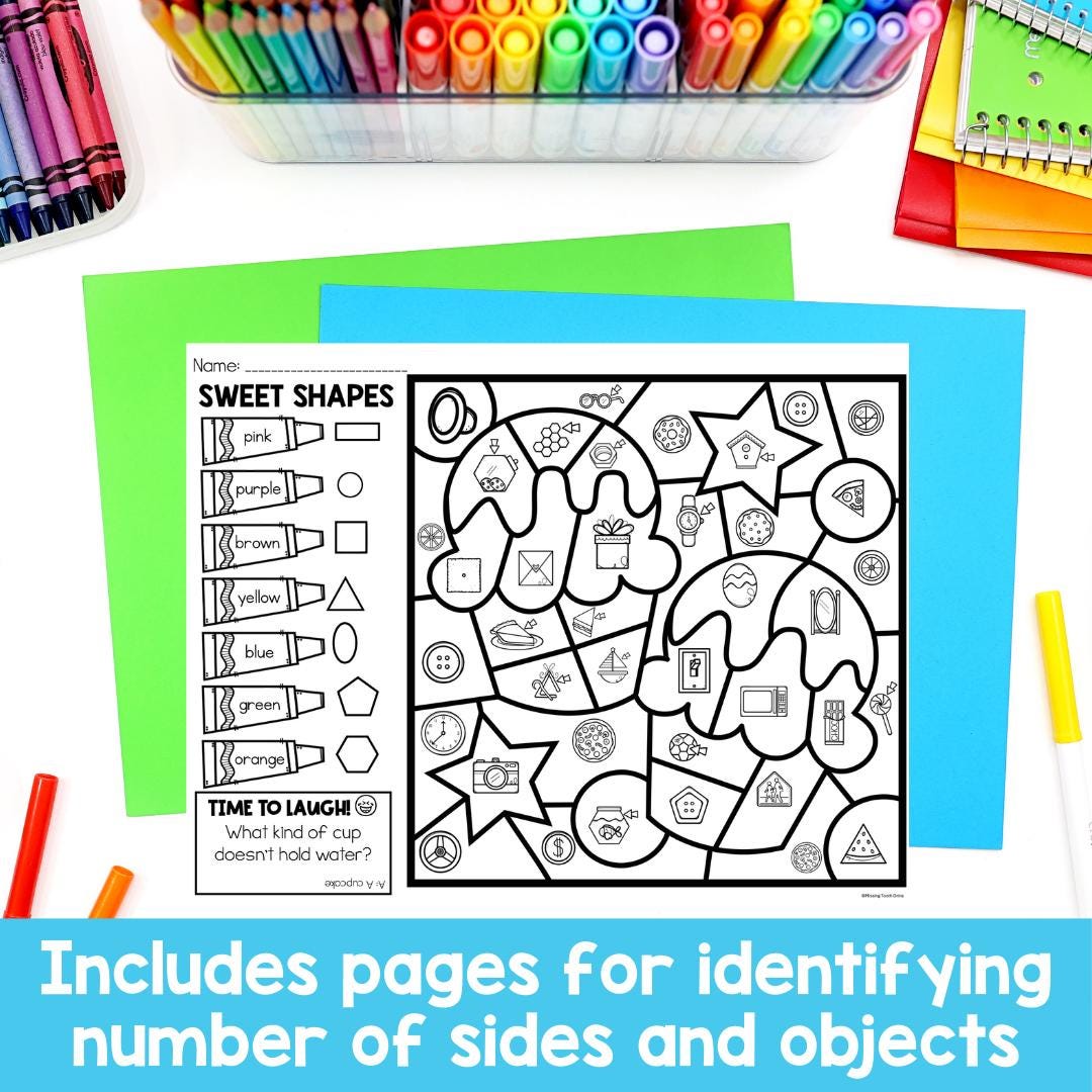 2D Shapes Color by Code Worksheets | Fun Geometry Practice for ...