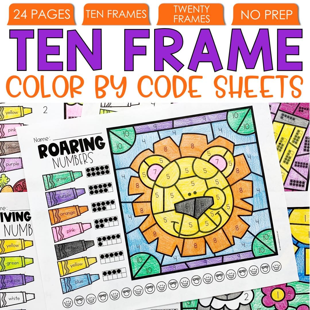 Ten Frames and Twenty Frames Color by Code | Fun Math Practice for ...
