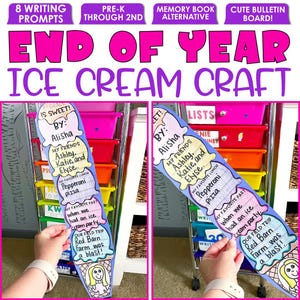 End of Year Ice Cream Craft | Reflection Writing Activity for Pre-k, K ...