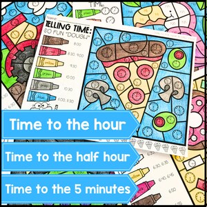 Telling Time Color by Number Worksheets, Math Coloring Pages, Color by ...