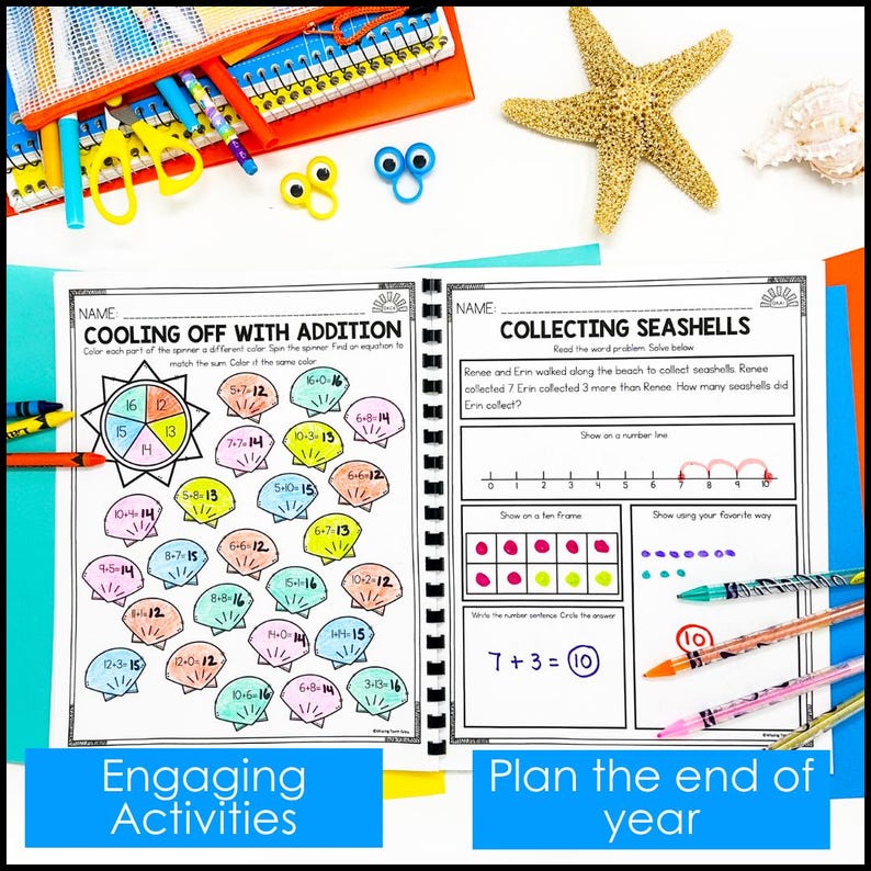 First Grade End of Year No Prep Review Packets, Summer-themed ...