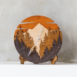 Mountain Wall Clock, Forest Wall Clock, Landscape Clock, Nature Wall ...