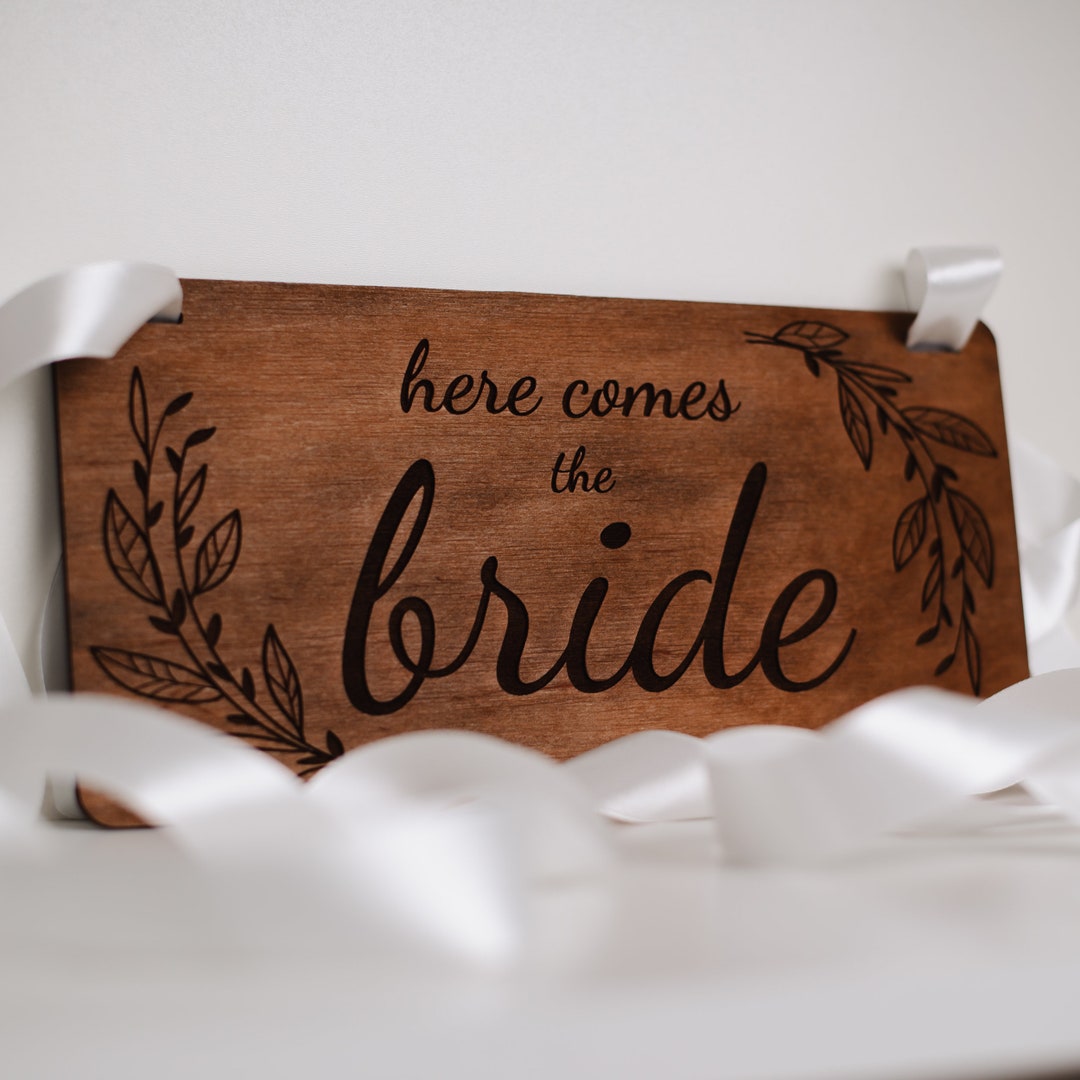 Here Comes the Bride Wedding Sign, Wooden Ring Bearer Sign, Ring Boy ...