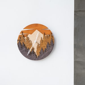 Mountain Wall Clock, Forest Wall Clock, Landscape Clock, Nature Wall ...