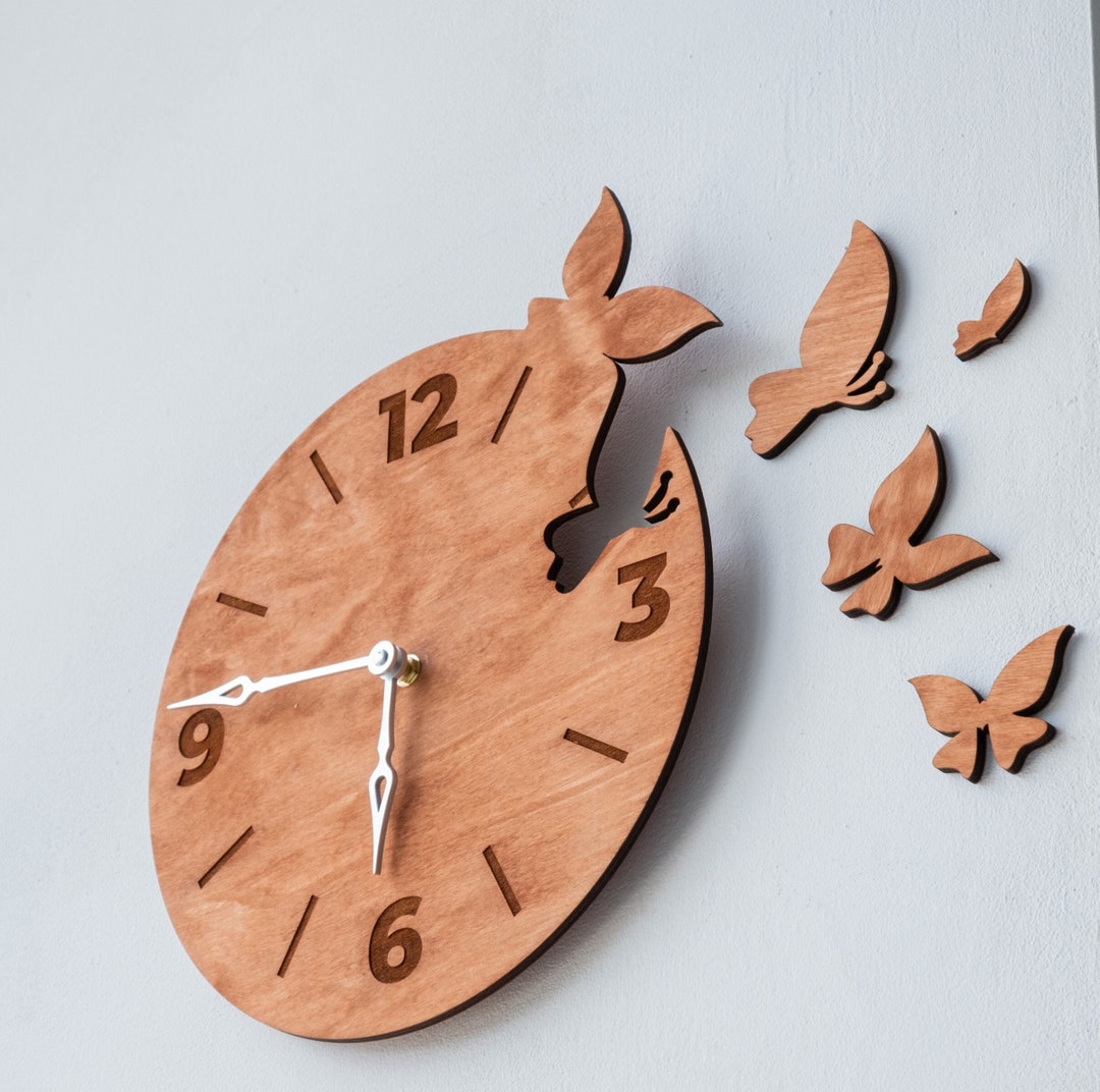 Butterfly Wall Clock, Flying Butterflies Clock, Butterflies Clock ...