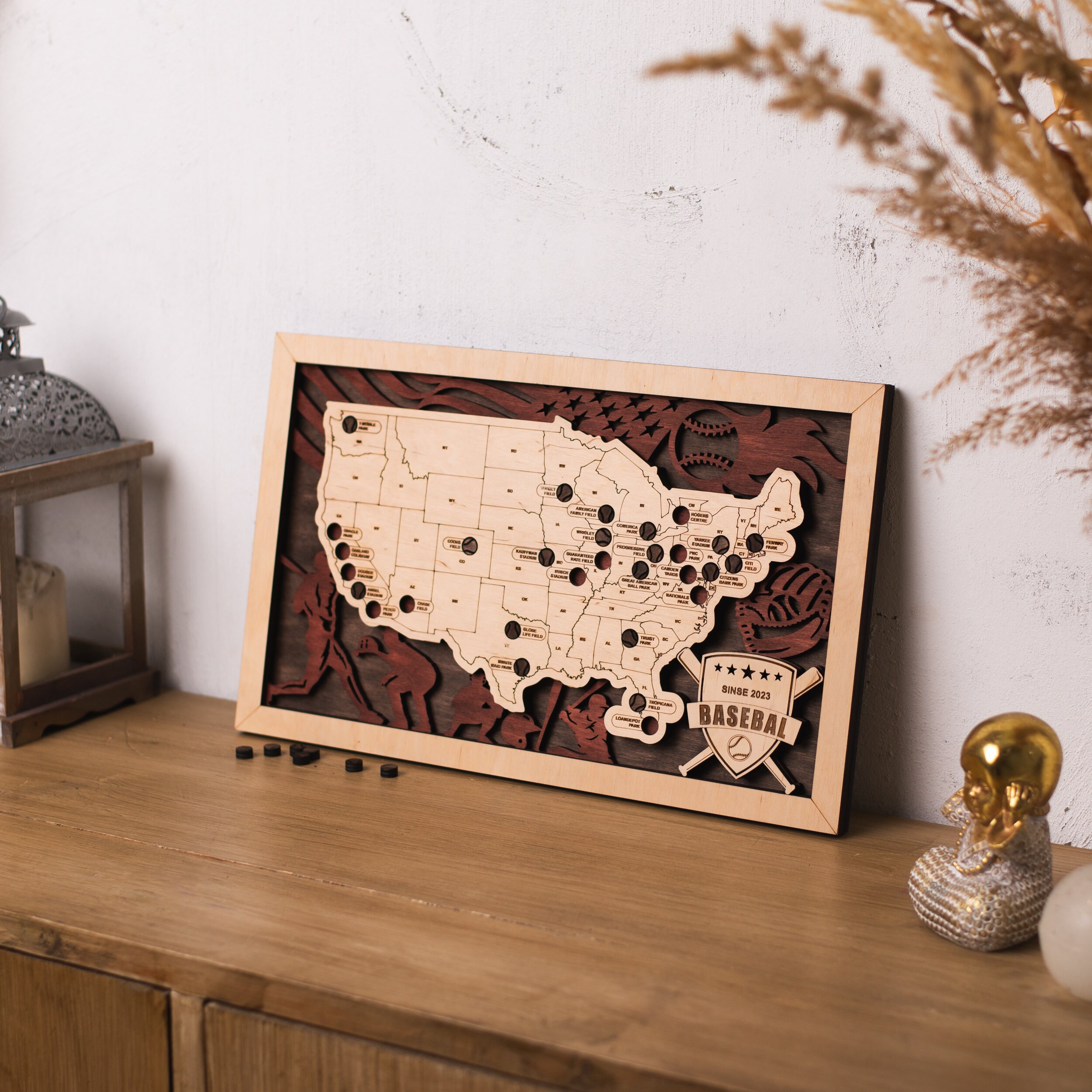 Custom Baseball Stadium Map, MLB Stadium Map, Baseball Stadium Tracker ...