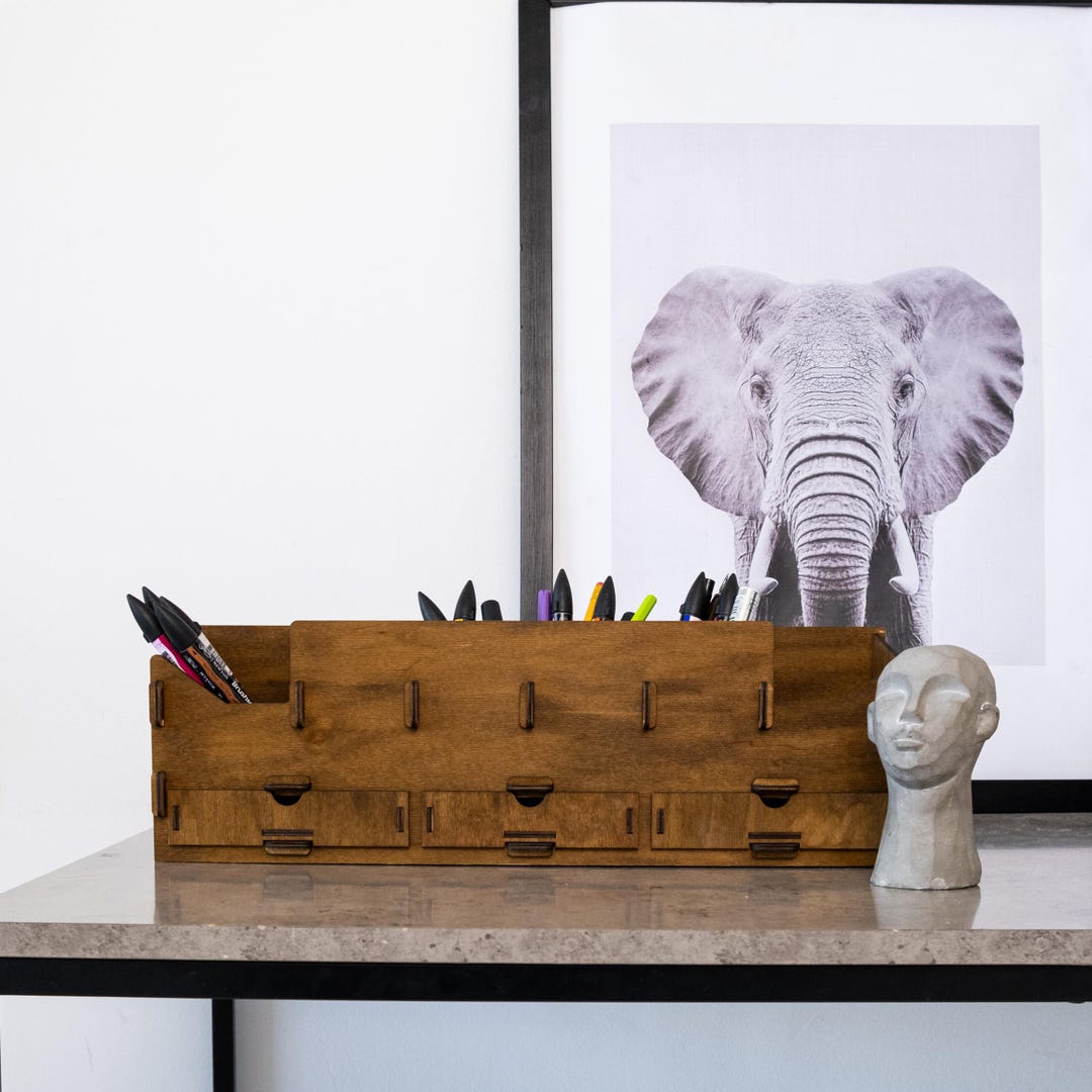 Desk Organiser Wood Drawer, Office Stationary Organizer,multifunctional ...