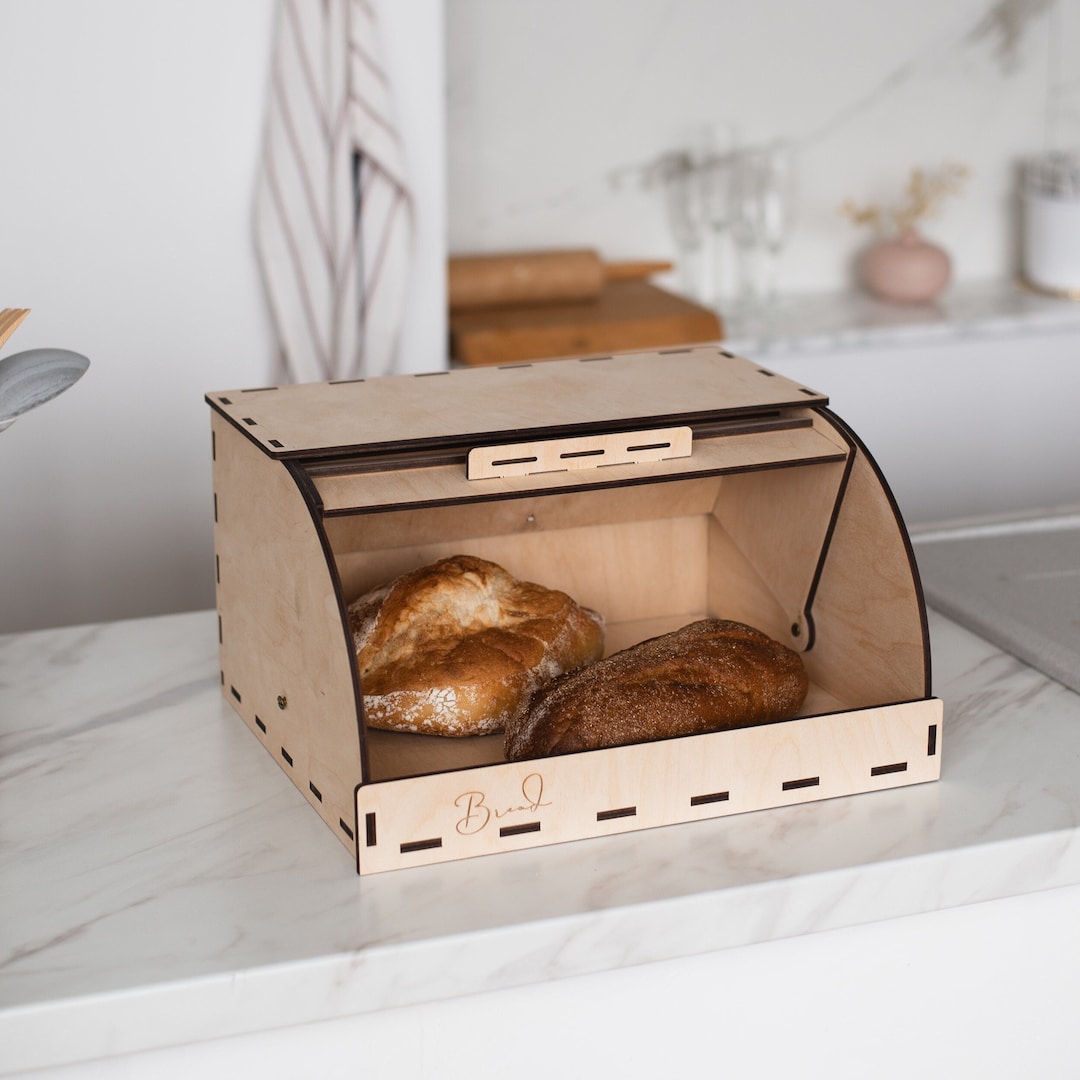 Wood Bread Box, Bread Storage, Bread Keeper, Countertop Bread Bin ...